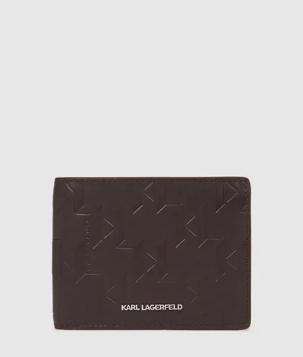 Karl Lagerfeld K/loom Leather Bi-fold Wallet - Fudge