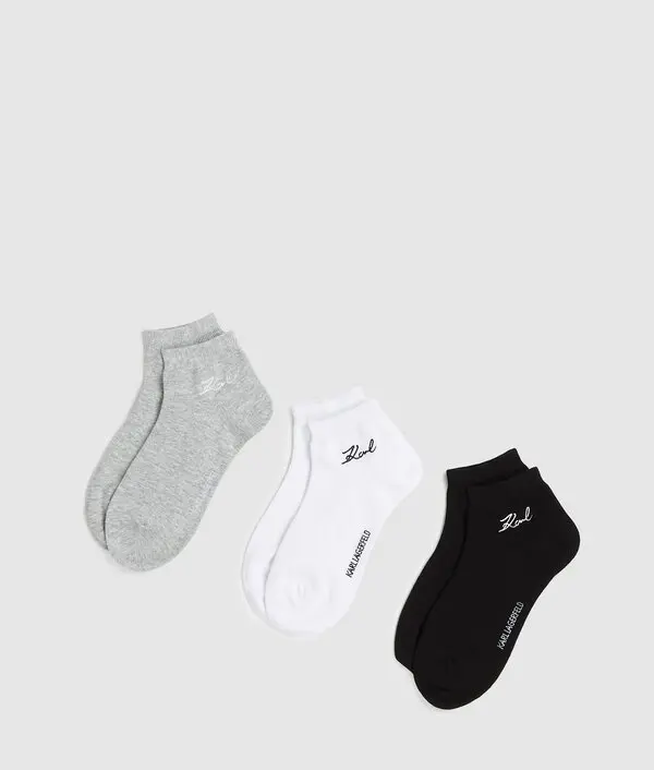 Karl Lagerfeld Signature Short Socks 3-pack - Black/white/grey