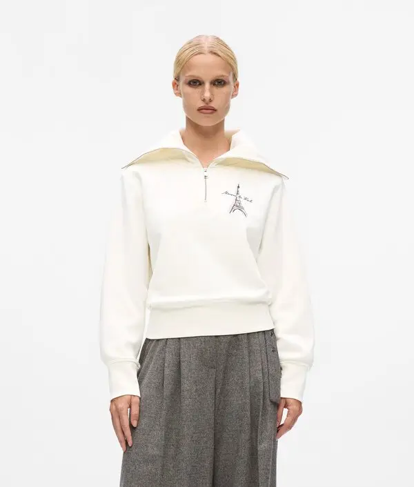 Karl Lagerfeld Paris Sketch Half-zip Sweatshirt - Cannoli Cream