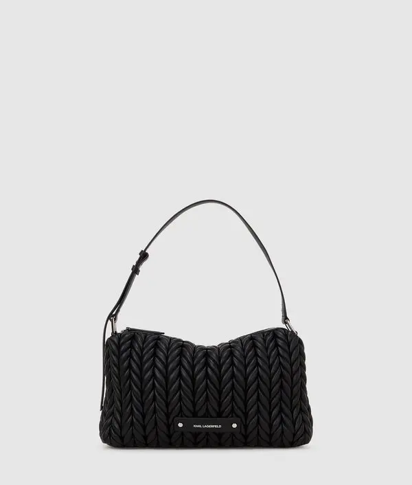 Karl Lagerfeld K/weave Medium Shoulder Bag - Black-nickel