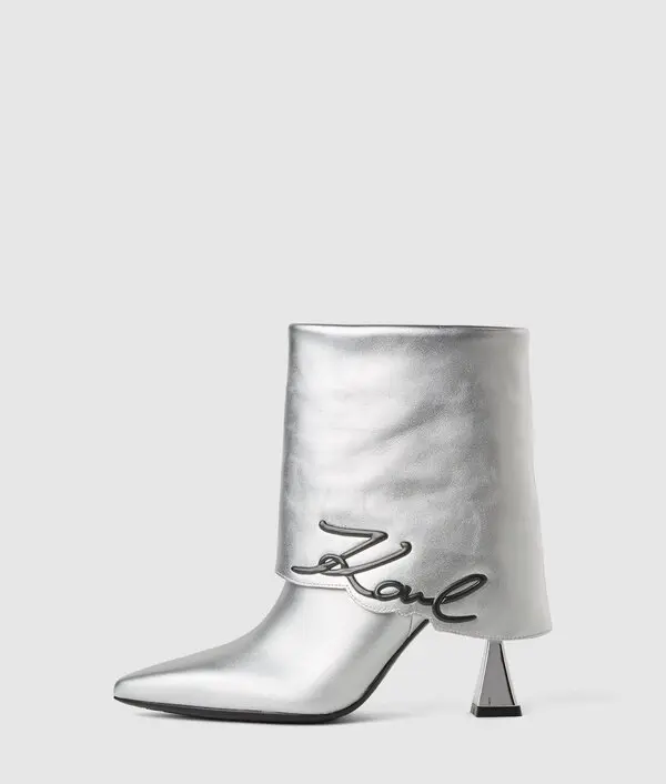 Karl Lagerfeld Exclusive Debut Ii Fold-down Boots - Silver
