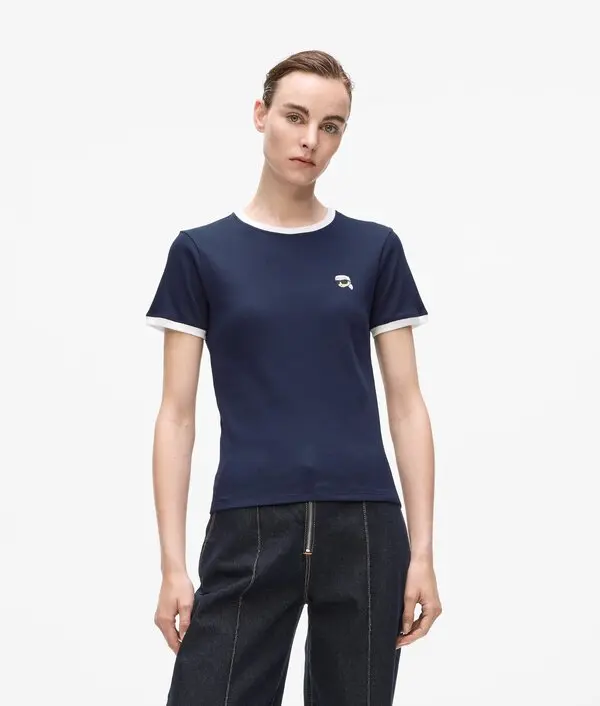 Karl Lagerfeld Ikon Slim Fit Rib T-shirt - Evening Blue
