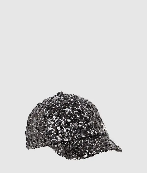 Karl Lagerfeld Sequin Baseball Cap - Herringbone Sequins
