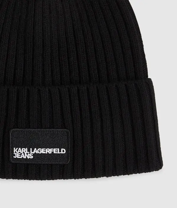 KL JEANS Jeans Logo Patch Ribbed Beanie