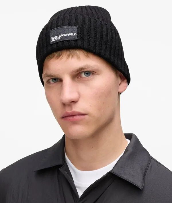 KL JEANS Jeans Logo Patch Ribbed Beanie