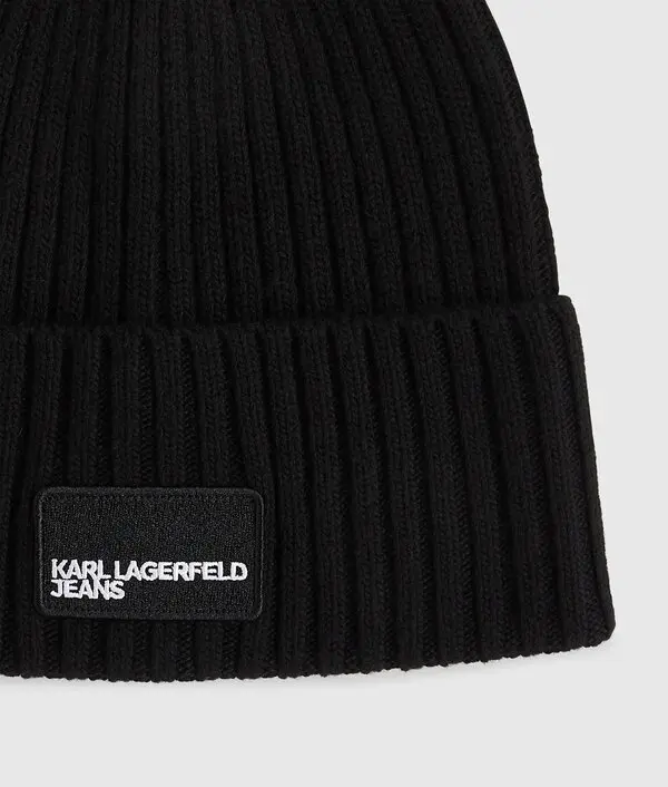 KL JEANS Jeans Logo Patch Ribbed Beanie