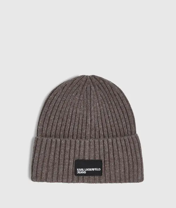 KL JEANS Jeans Logo Patch Ribbed Beanie - Iron