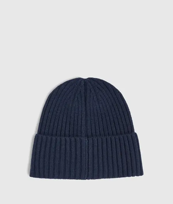 KL JEANS Jeans Logo Patch Ribbed Beanie - Peacoat