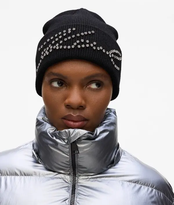 Karl Lagerfeld K/signature Rhinestone Beanie