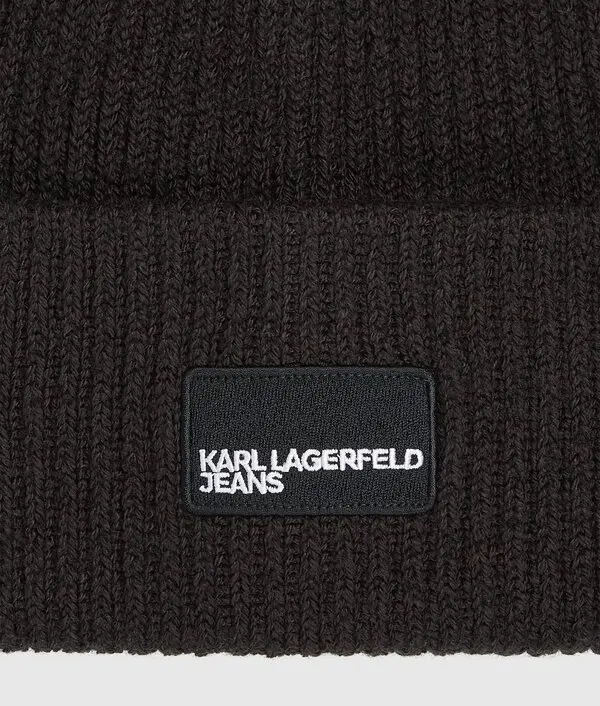 KL JEANS Jeans Logo Patch Long Beanie - Black