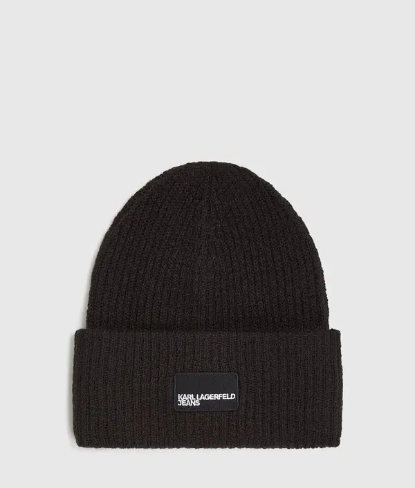 KL JEANS Jeans Logo Patch Long Beanie - Black