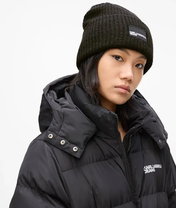 KL JEANS Logo Patch Long Beanie - Black