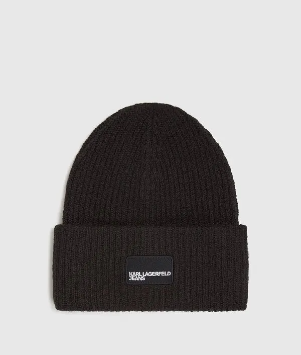 Karl Lagerfeld Logo Patch Beanie - Black