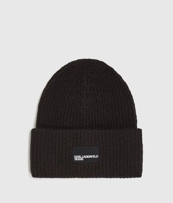 Karl Lagerfeld Logo Patch Beanie - Black
