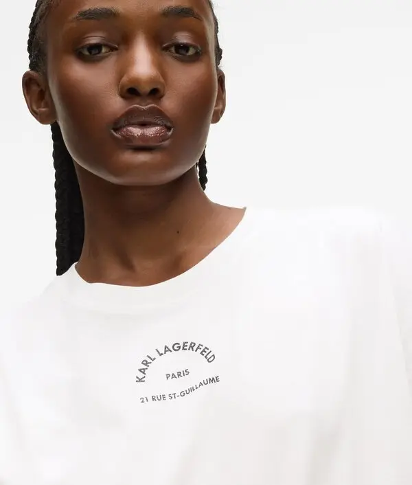 Karl Lagerfeld Relaxed Rue St-guillaume Glitter T-shirt - White