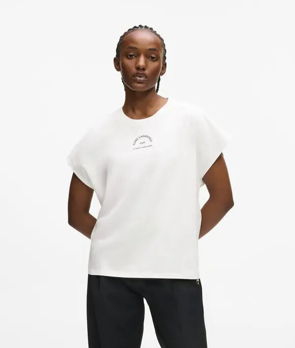 Karl Lagerfeld Relaxed Rue St-guillaume Glitter T-shirt - White