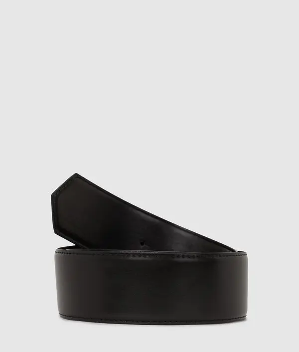 Karl Lagerfeld Autograph Rhinestone Embellished Leather Belt - Black