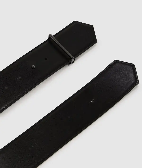 Karl Lagerfeld Autograph Rhinestone Embellished Leather Belt - Black