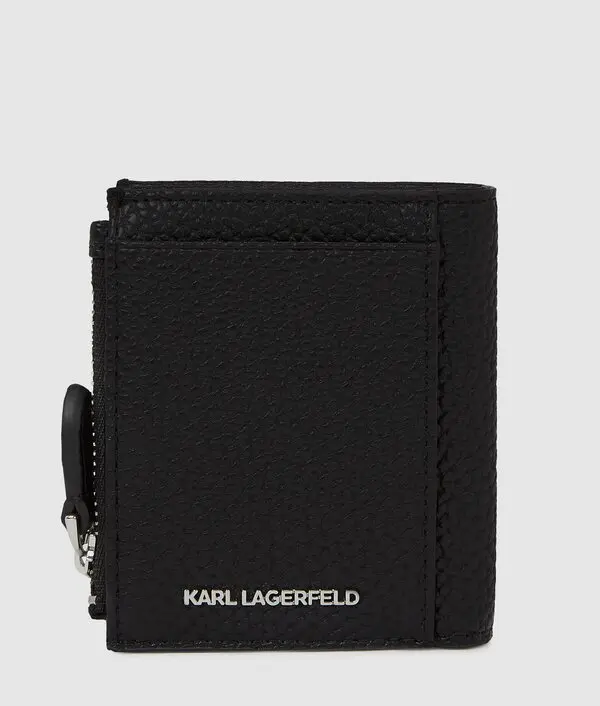 Karl Lagerfeld Ikon Pebble Small Bi-fold Wallet - Black