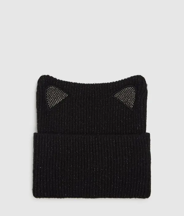 Karl Lagerfeld Choupette Beanie With Studded Cat Ears - Black