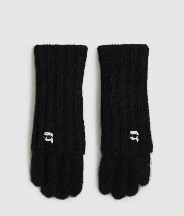 Karl Lagerfeld Ikon Knit Gloves - Black