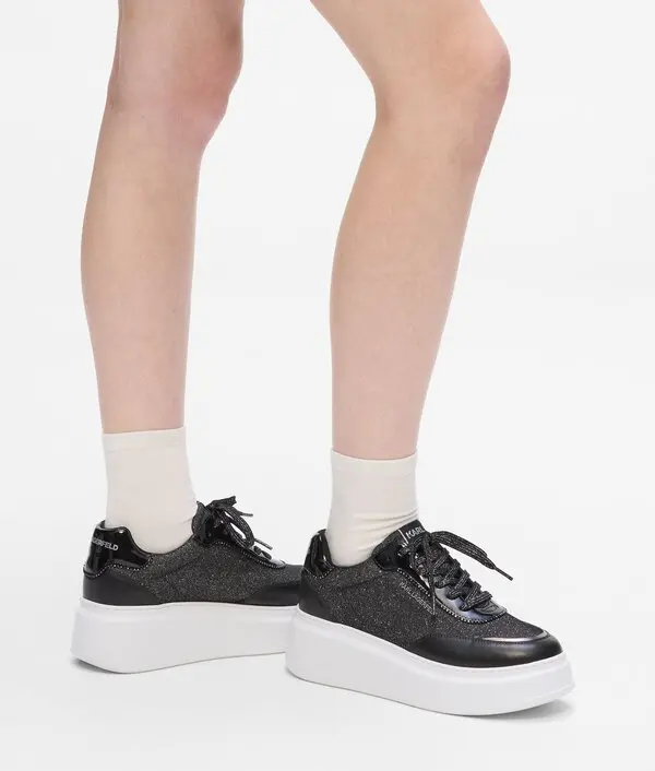 Karl Lagerfeld Glitter Embellished Wedge Sneakers