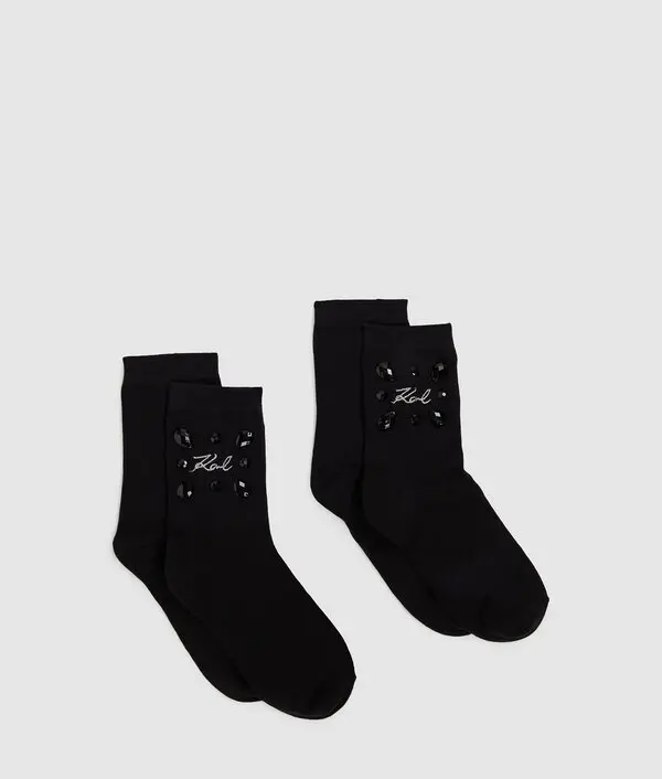 Karl Lagerfeld Signature Gemstone Socks 2 Pack