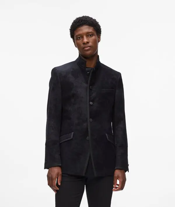 Karl Lagerfeld High Stand Collar Blazer - Black