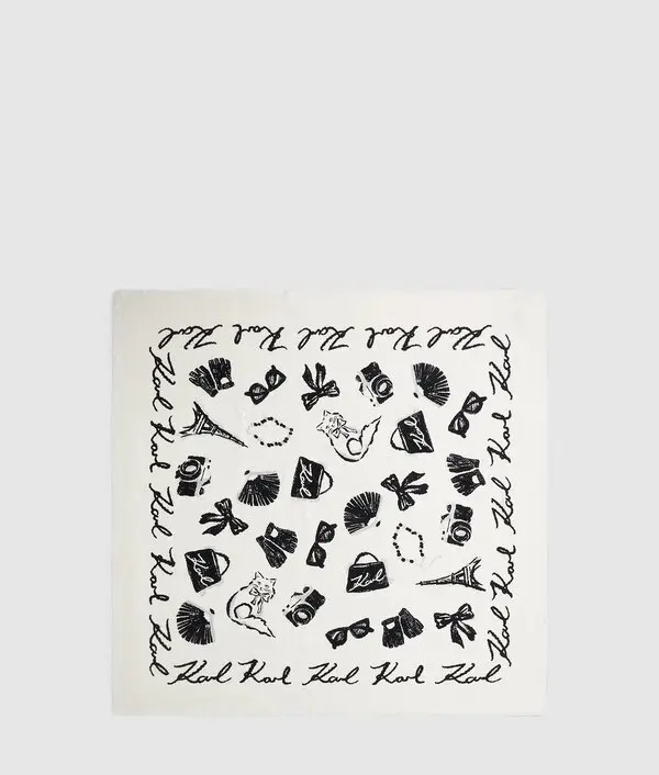 Karl Lagerfeld K/signature All-over Print Scarf - White/black