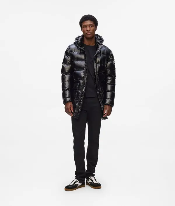 Karl Lagerfeld Glossy Puffer Jacket With Hood