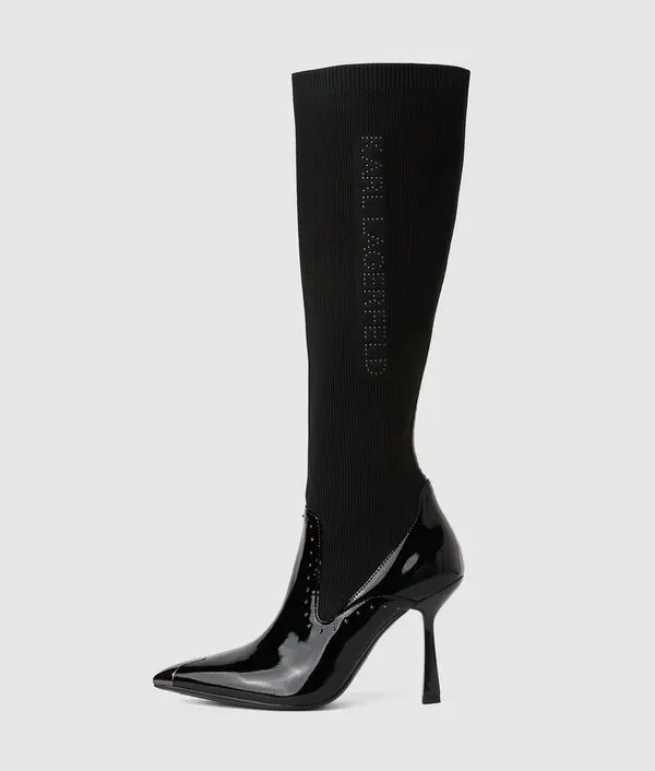 Karl Lagerfeld Pandara Tall Studded Boots - Black
