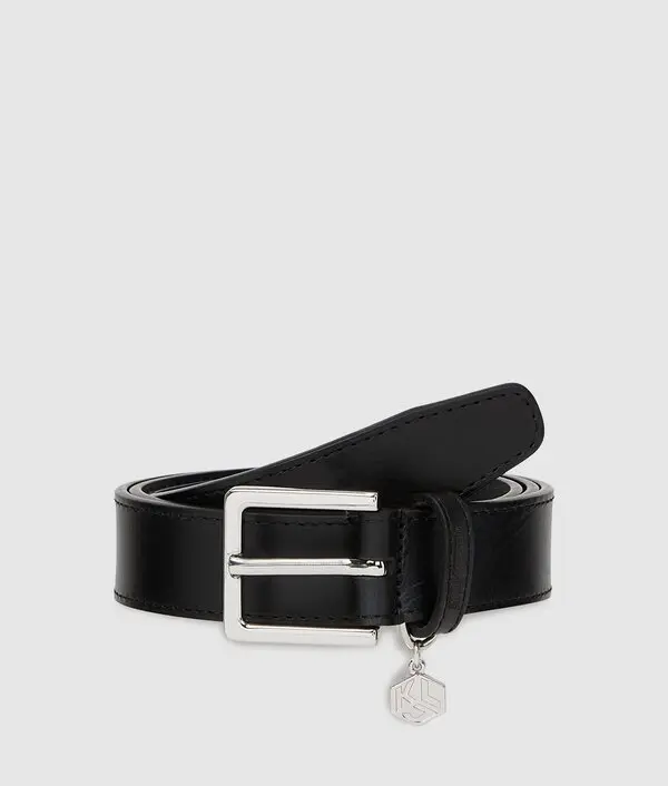 Karl Lagerfeld Logo Charm Belt - Black