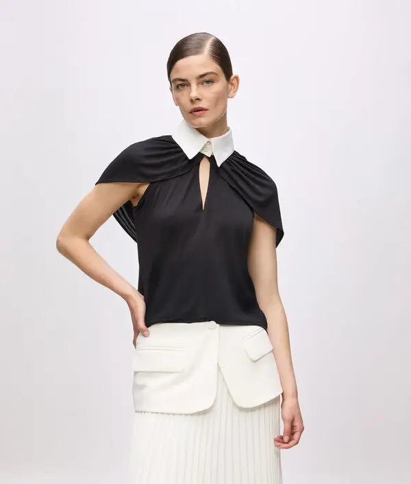 Karl Lagerfeld Cape Top With Pointed Collar