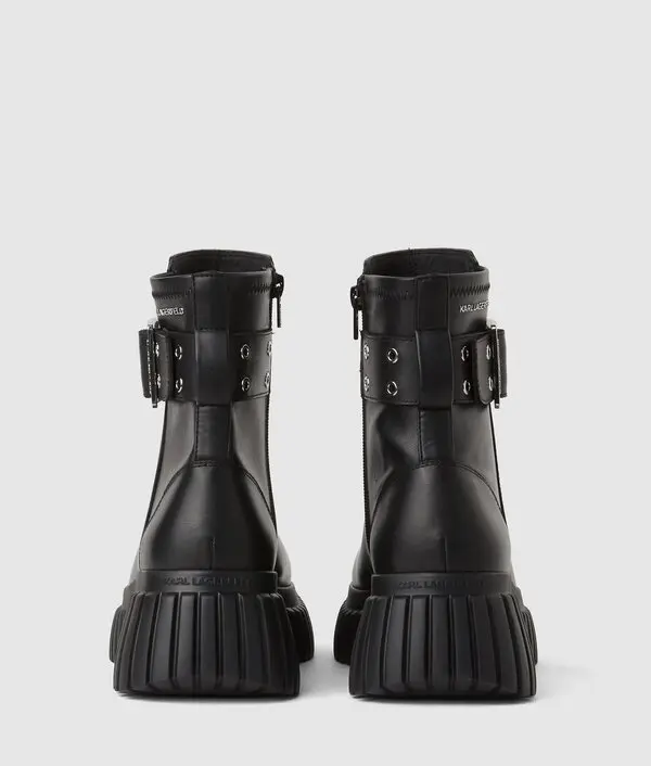 KL JEANS Mid-calf Wedge Boots With Buckle Detail