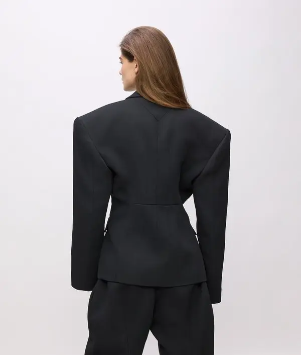 Karl Lagerfeld Voluminous Blazer With Asymmetrical Peak Lapels