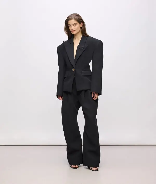 Karl Lagerfeld Voluminous Blazer With Asymmetrical Peak Lapels