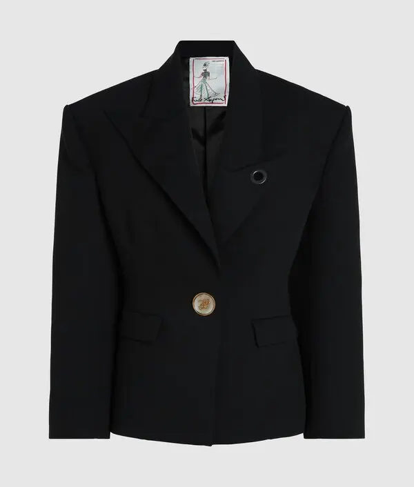 Karl Lagerfeld Voluminous Blazer With Asymmetrical Peak Lapels