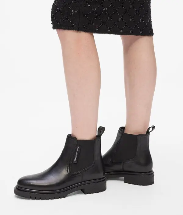 Karl Lagerfeld Goat Skin Leather Chelsea Ankle Boots
