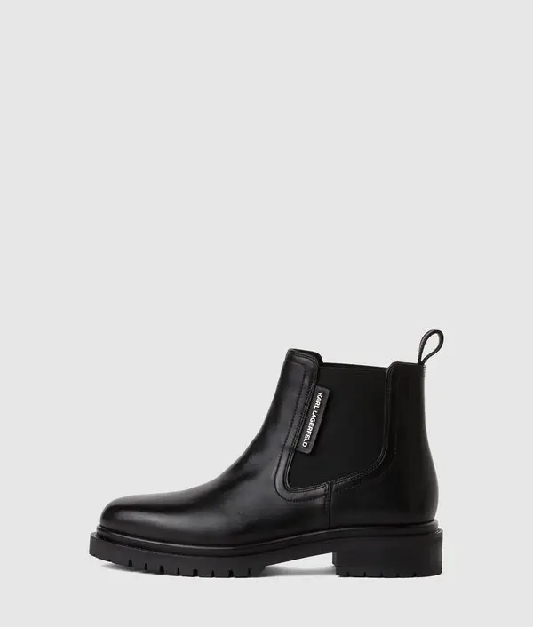 Karl Lagerfeld Goat Skin Leather Chelsea Ankle Boots - Black