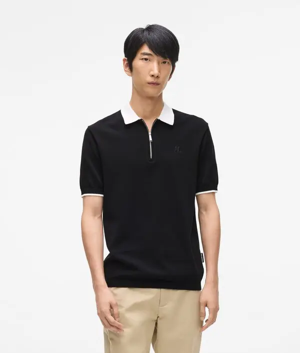 Karl Lagerfeld Contrast Collar Polo Shirt - Black