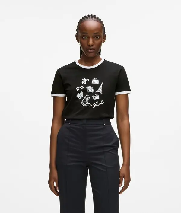 Karl Lagerfeld Organic Cotton Graphic T-shirt - Black