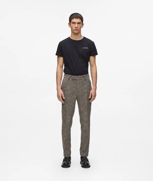 Karl Lagerfeld Tailored Pants In Textured Weave - Black/brow