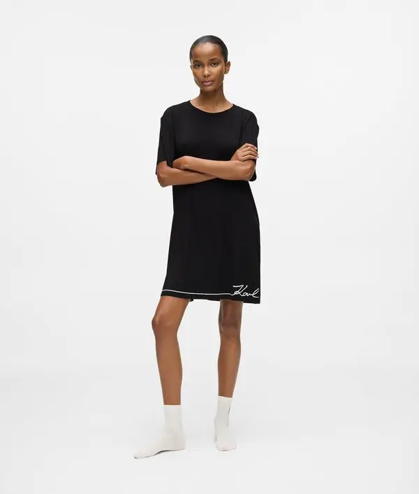 Karl Lagerfeld Viscose Jersey Oversized Pajama Dress