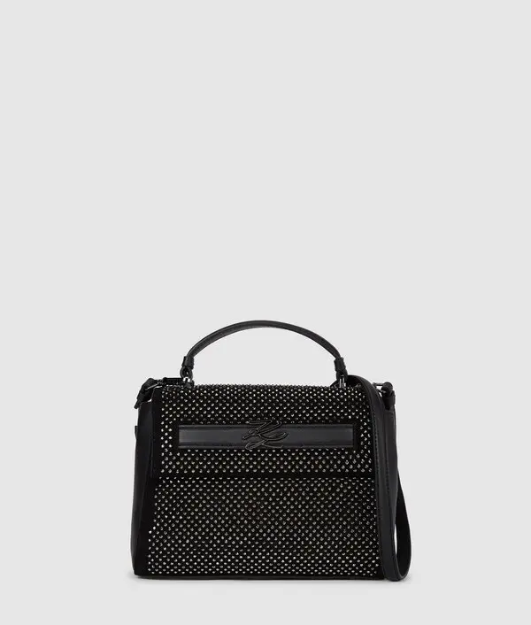 Karl Lagerfeld K/autograph Rhinestone Embellished Top Handle Bag - Black Embellishment