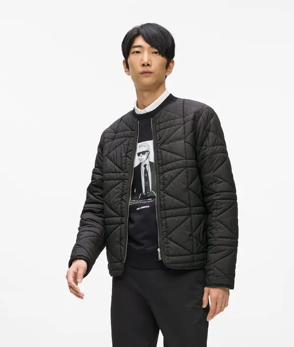 Karl Lagerfeld Lightweight Quilted Zip-up Jacket - Black
