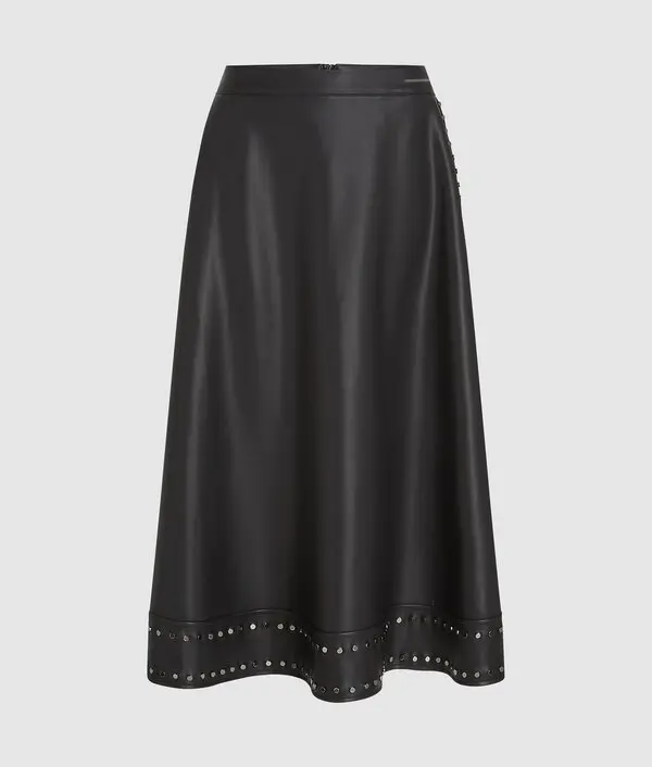 Karl Lagerfeld Studded A-line Midi Skirt