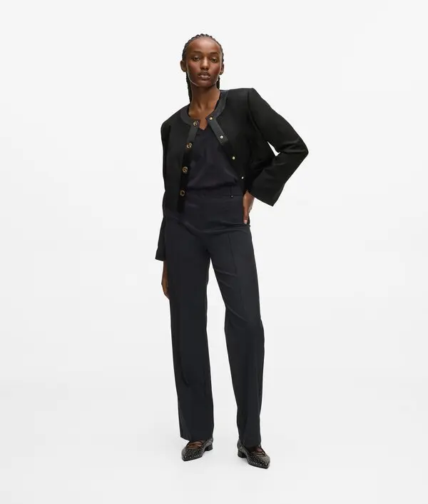Karl Lagerfeld Cropped Tailored Jacket With Signature Buttons
