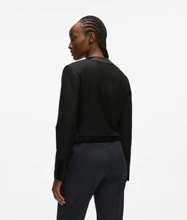 Karl Lagerfeld Cropped Tailored Jacket With Signature Buttons