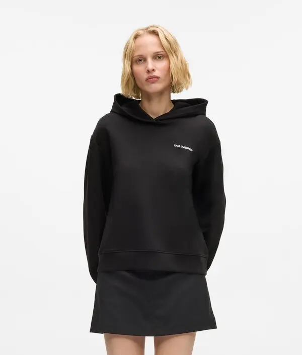 Karl Lagerfeld Logo Tape Cotton-blend Hoodie - Black