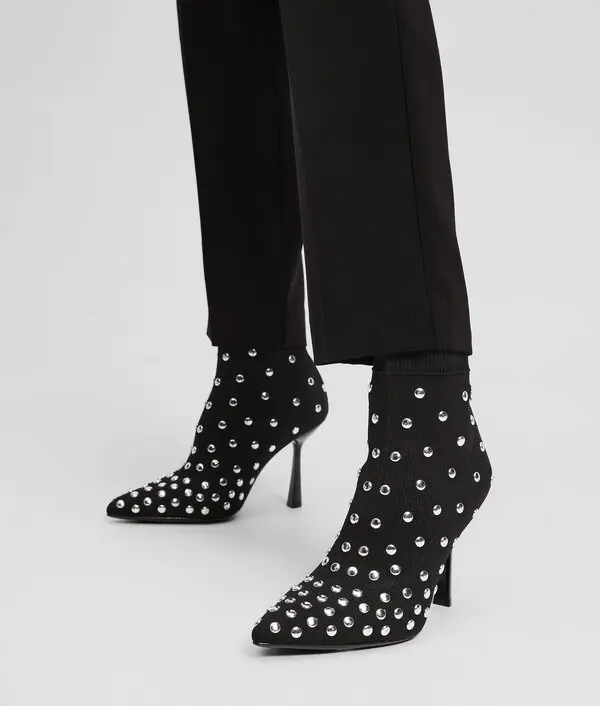 Karl Lagerfeld Pandara Knitted Studded Ankle Boots